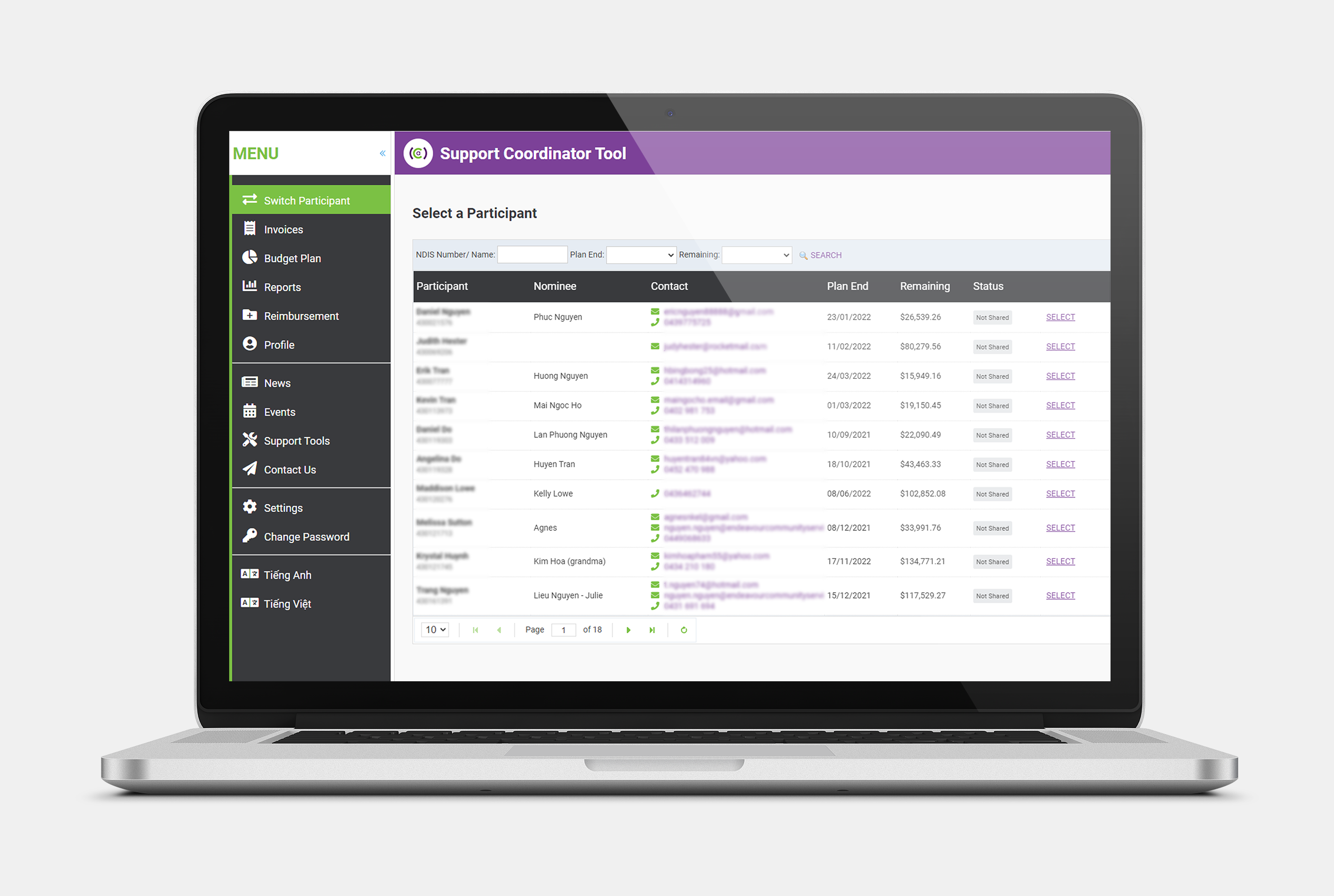 HiCom Care | Support Coordinator Tool